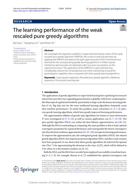 Pdf The Learning Performance Of The Weak Rescaled Pure Greedy Algorithms
