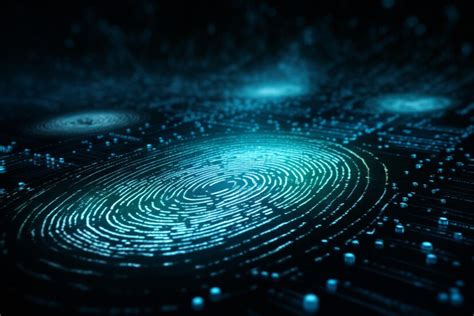 Premium Photo Deep Blue Background Showcases Fingerprint Scan And