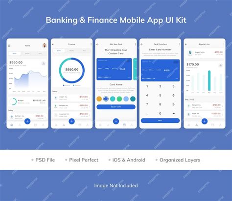 은행 및 금융 모바일 앱 Ui 키트 프리미엄 Psd 파일