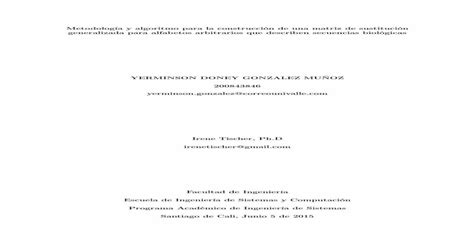 Metodología y algoritmo para la construcción de una matriz PDF Document