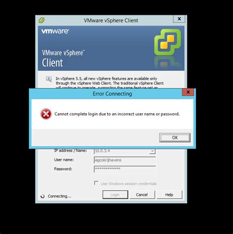 vmware vsphere credentials are correct virtualization spiceworks community