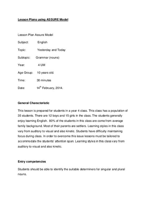 Doc Lesson Plans Using Assure Model
