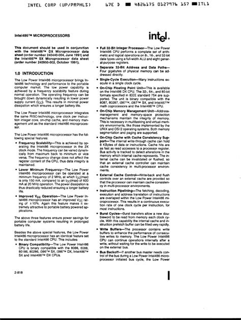 80486 Microprocessor Low Power Version Intel
