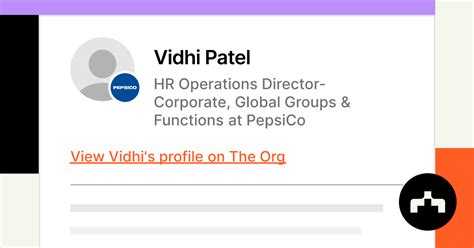 Vidhi Patel Hr Operations Director Corporate Global Groups And Functions At Pepsico The Org
