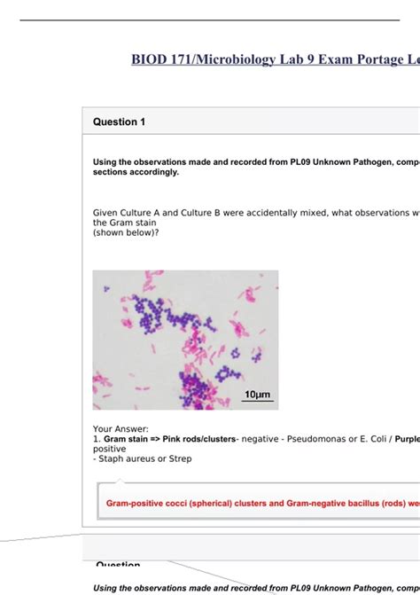 Biod 171 Microbiology Lab 9 Exam Portage Learning Bio 210 Stuvia Us