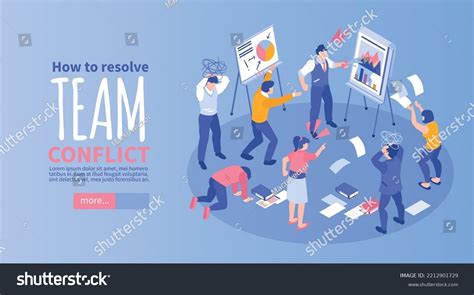 Isometric Team Conflict Banner People Arguing Stock Vector Royalty
