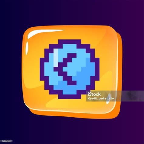 Left Side Pointer Glossy Ui Button With Pixelated Color Icon Stock Illustration Download Image
