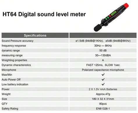 Instrument De Mesure De Bruit Habotest Ht64 Db Mètre 30~130db Mini