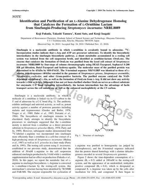 Pdf Identification And Purification Of An L Alanine Dehydrogenase