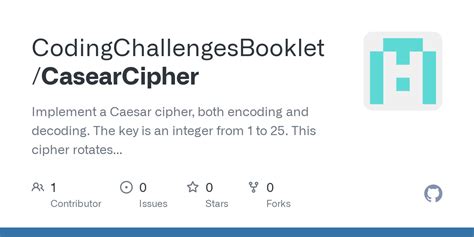 Github Codingchallengesbooklet Casearcipher Implement A Caesar Cipher Both Encoding And