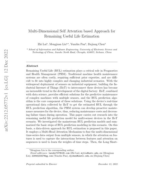 Pdf Multi Dimensional Self Attention Based Approach For Remaining Useful Life Estimation