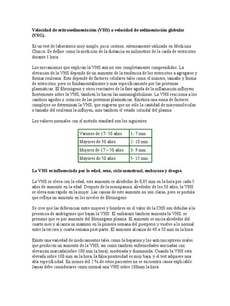 Velocidad De Eritrosedimentación Pdf Epidemiología Especialidades Medicas