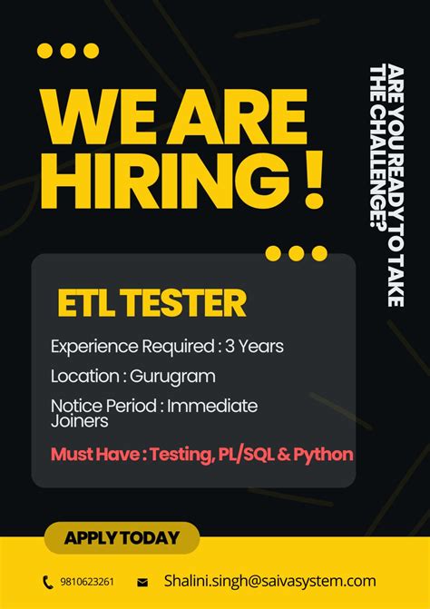Shalini Singh On Linkedin Etl Tester Testerjobs Python Plsql Gurugram Immediate 3years