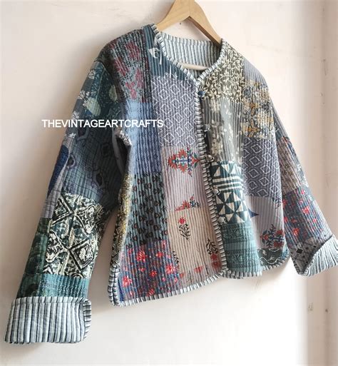 Handmade Patchwork Jacket Hand Stitched Cotton Patchwork Etsy Uk