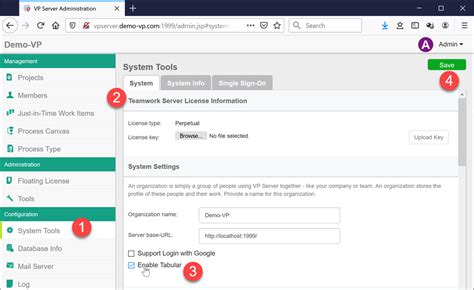 How To Enable Tabular Feature On On Premises Teamwork Server Visual