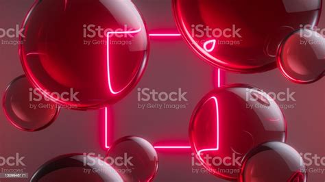 3d 렌더링 유리 공과 빛나는 네온 사각형 프레임 레이저 광선추상 기하학적 배경 알약에 대한 스톡 사진 및 기타 이미지 알약
