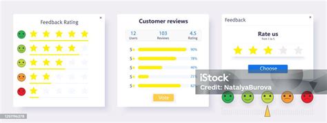 등급 별 설정 설문 조사의 개념 상 기호 블로그 우수한 프레임 배너 Ui Ux 디자인 최신 피드백 설문조사 템플릿 다채로운 감정은 분노에서 만족으로 미소 클라이언트의 피드백