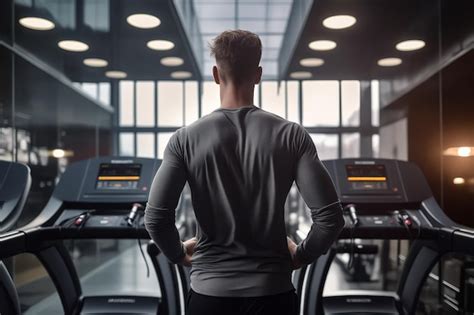 Premium Photo Man Is Standing On Treadmill In Gym