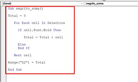 como somar números em negrito com vba ninja do excel
