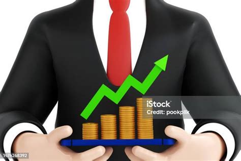동전 더미와 비즈니스 그래프 차트 3d 렌더링으로 스마트폰을 들고 있는 사업가 경제에 대한 스톡 사진 및 기타 이미지 경제