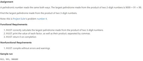 Solved Assignment A Palindromic Number Reads The Same Both
