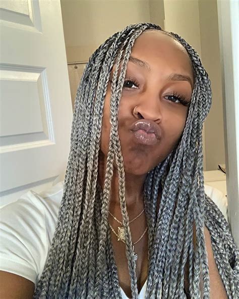 Gray Knotless Box Braids Grey Hair Braids Braids With Curls Gray My