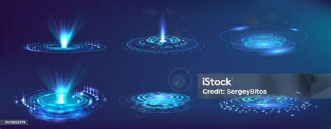 Hud Gui 홀로그램 및 미래형 요소 메타버스에 대한 스톡 벡터 아트 및 기타 이미지 메타버스 예측 프로젝션 장비 Istock