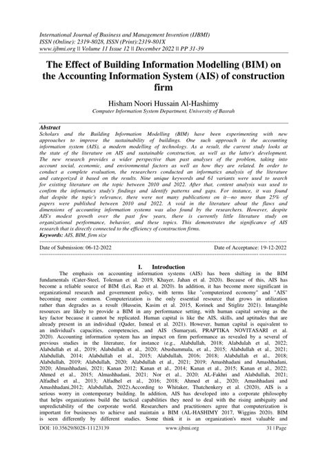 Pdf The Effect Of Building Information Modelling Bim On The Accounting Information System