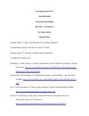 Learning Journal Unit Bus Docx Learning Journal Unit Aseel AbuSalah University Of The