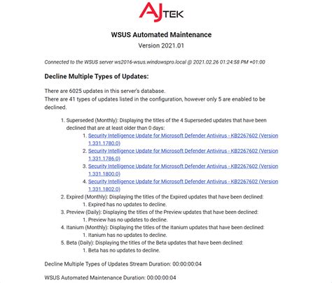 Wsus Automated Maintenance Decline And Remove Updates And Optimize Database And Iis 4sysops