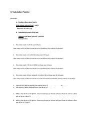 IV Calculation Practice Questions Docx IV Calculation Practice Formulas A Finding A Flow