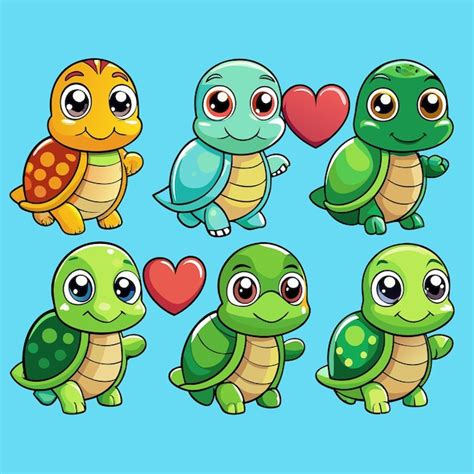 adorable turtle expressing love with heart embroidered cartoon vector icon premium ai