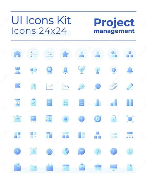 Project Management Pixel Perfect Flat Gradient Two Color Ui Icons Kit