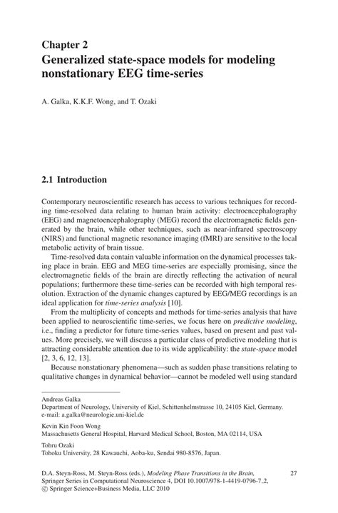 Pdf Generalized State Space Models For Modeling Nonstationary Eeg Time Series