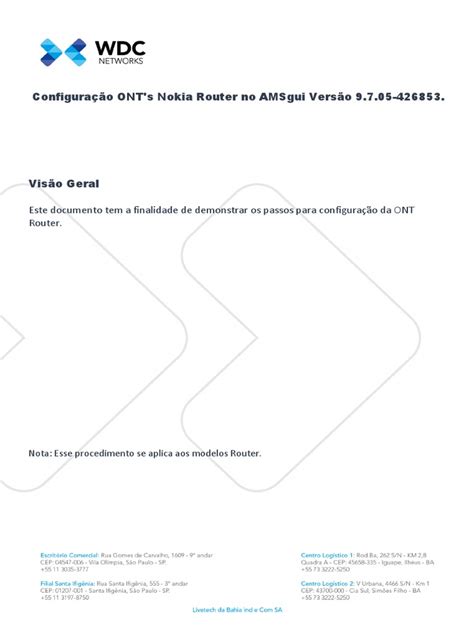 Tutorial Configuração Ont Router Nokia Ams Rev1 1 Pdf Arquitetura De Rede Informática