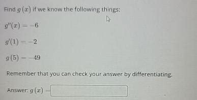 Solved Find G X If We Know The Following Chegg Com