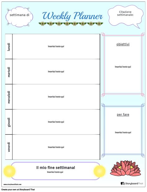 Planner Settimanale 1 Ritratto Storyboard Por It Examples