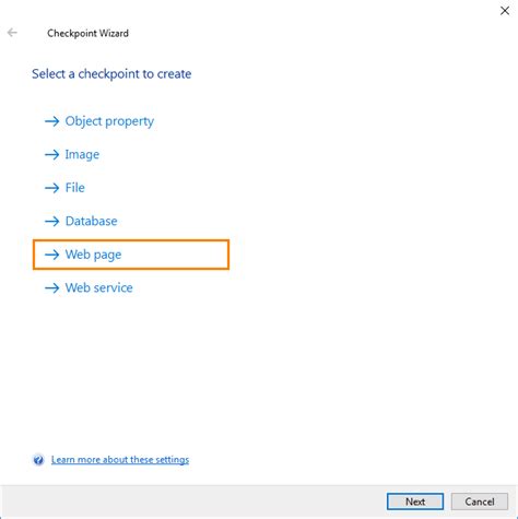 Creating Web Comparison Checkpoints Testcomplete Documentation
