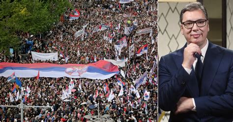 ФОТО Вучиќ го почна митингот со минута молчење па најави дека од утре нема да биде