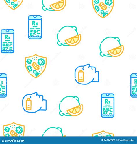 Flu Disease Treatment Vector Seamless Pattern Stock Vector Illustration Of Symbol Electronic