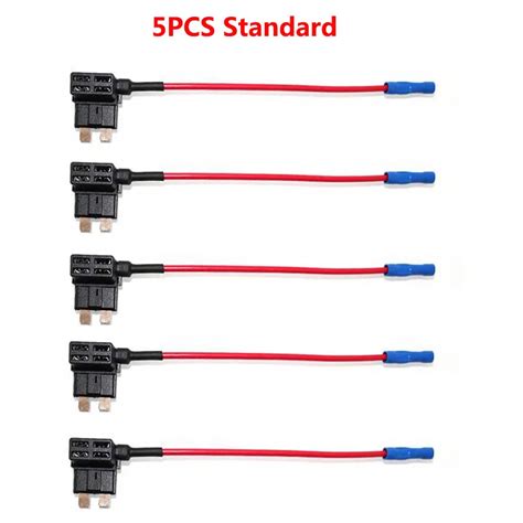 추가 A 회로 중간 자동차 블레이드 퓨즈 홀더 전기 기기 퓨즈 탭 어댑터 10a 표준 퓨즈 옵션 5 개fuse Box