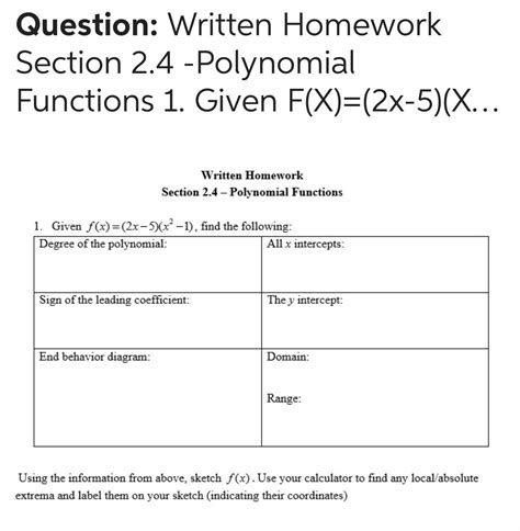 Solved Question Written Homework Section Polynomial Chegg Com