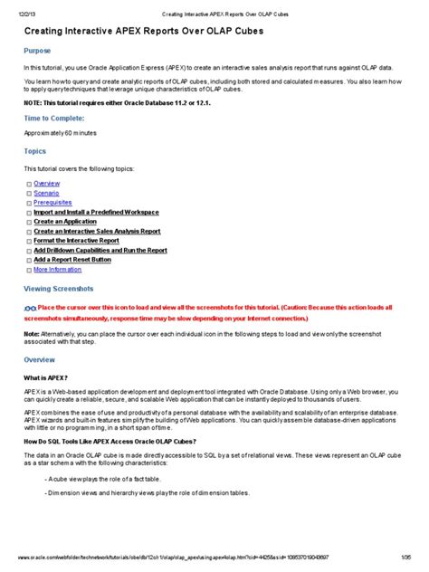 Creating Interactive Apex Reports Over Olap Cubes Pdf Oracle Database Databases