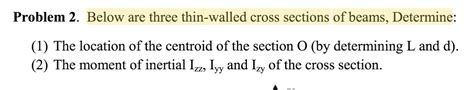 Solved Problem 2 Below Are Three Thin Walled Cross Sections