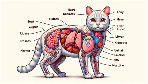 Un Dibujo De Un Cuerpo De Gato Con Los órganos Etiquetados Imagen