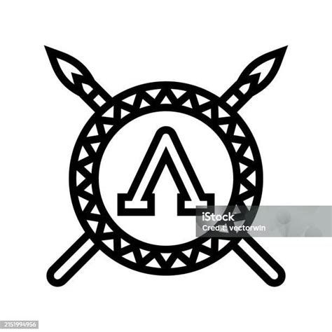 배지 스파르타 로마 그리스 라인 아이콘 벡터 일러스트 레이 션 Empire에 대한 스톡 벡터 아트 및 기타 이미지 Empire 검 검투사 Istock