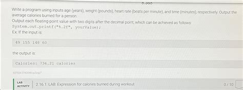 Solved Write A Program Using Inputs Age Years Weight Chegg