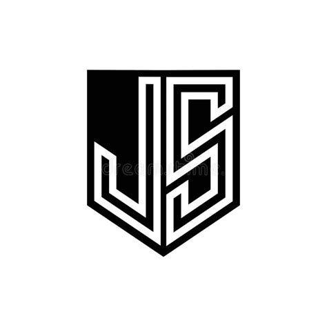 Js Logo Monogram Shield Geometric White Line Inside Black Shield Color