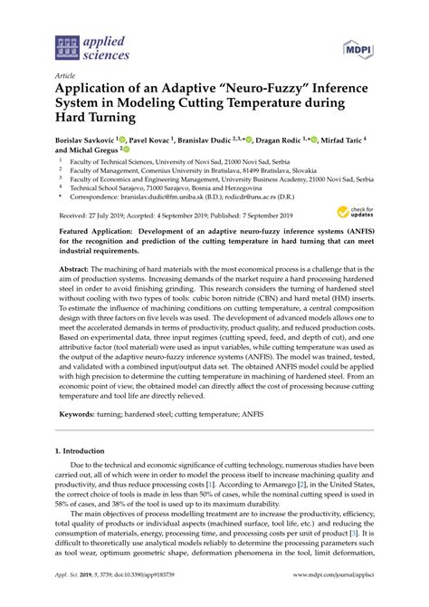 Pdf Application Of An Adaptive Neuro Fuzzy” Inference System In Modeling Cutting Temperature