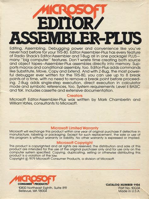 Microsoft Editorassembler Plus Software Computing History